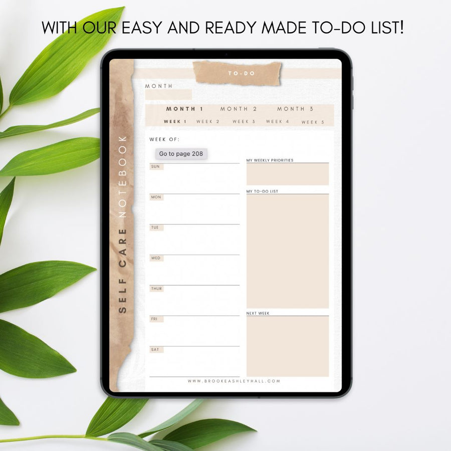 SELF CARE DIGITAL NOTEBOOK by Brooke Ashley Hall